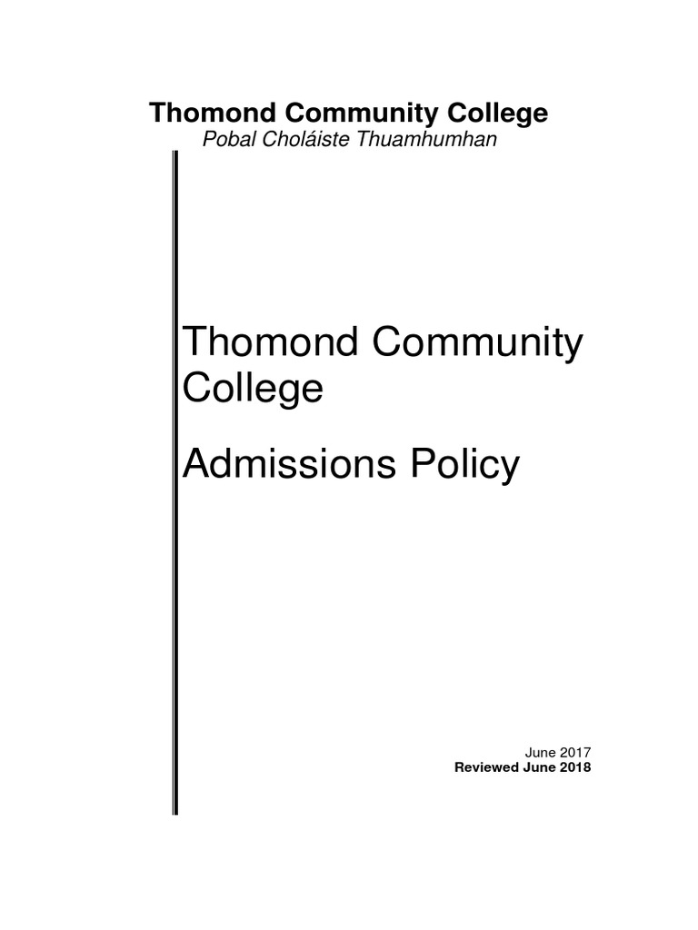 Thomond Community College Admissions Policy | PDF | Special Education ...