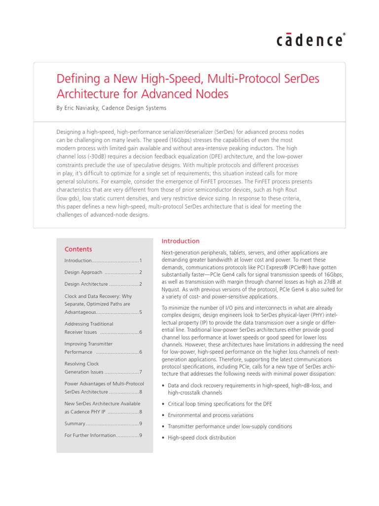 Multi-Protocol SERDES Design | PDF | Equalization (Audio) | Internet Protocols