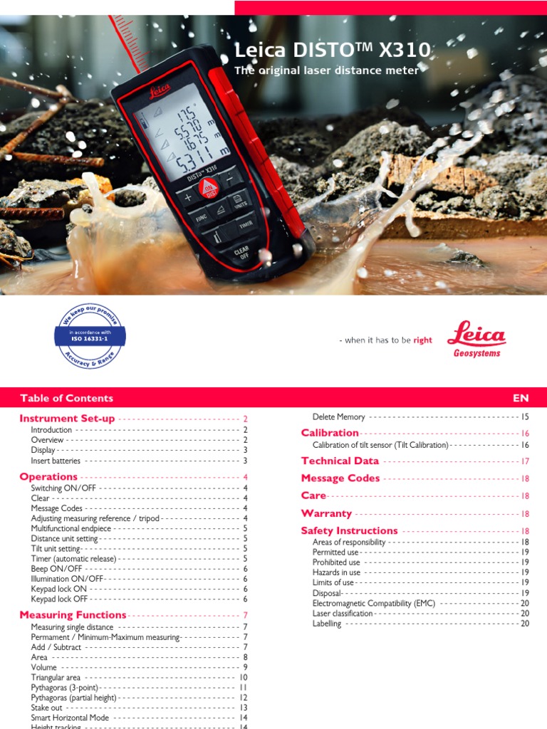 Leica DISTO X310: The Original Laser Distance Meter | PDF | Nature