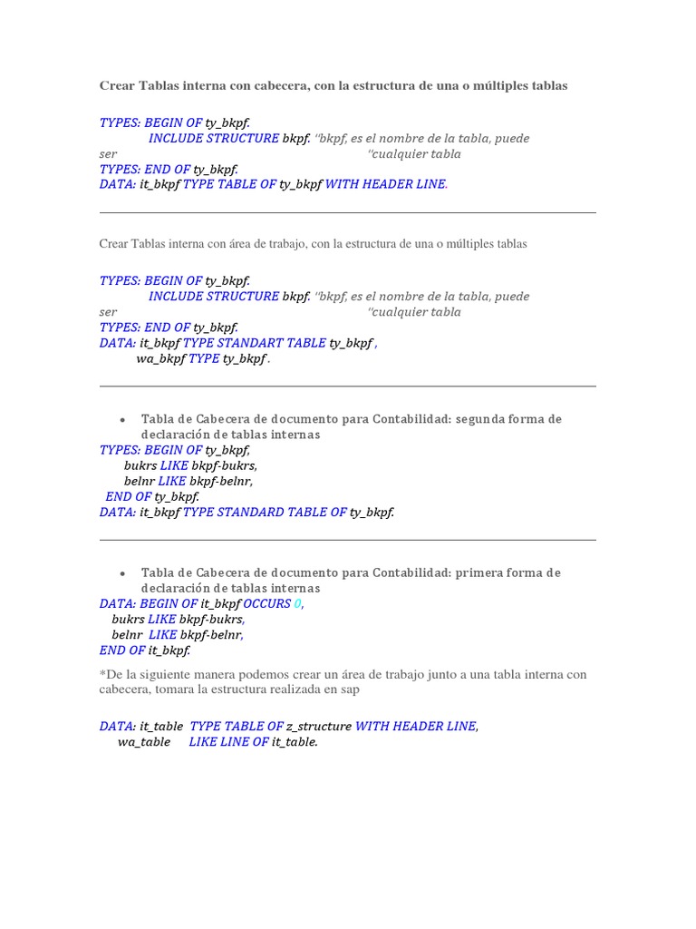 Crear Tablas Interna Con Cabecera | PDF | Tabla (base de datos) | Áreas de informática