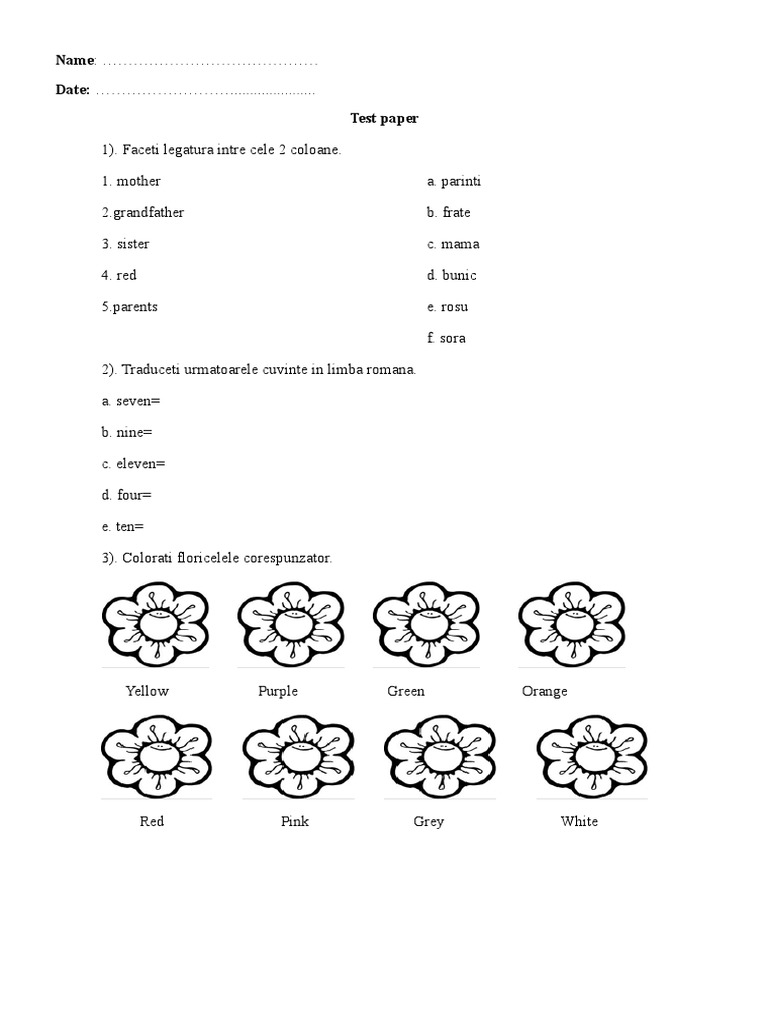 Romanian Language Test Paper | PDF