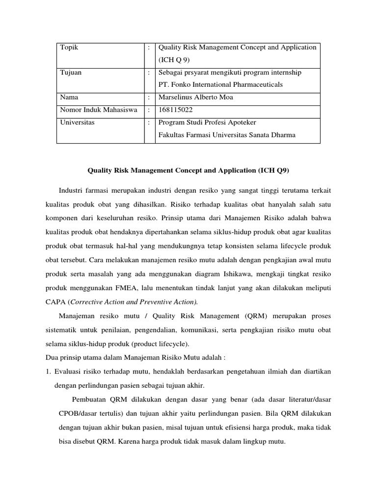 Quality Risk Management | PDF