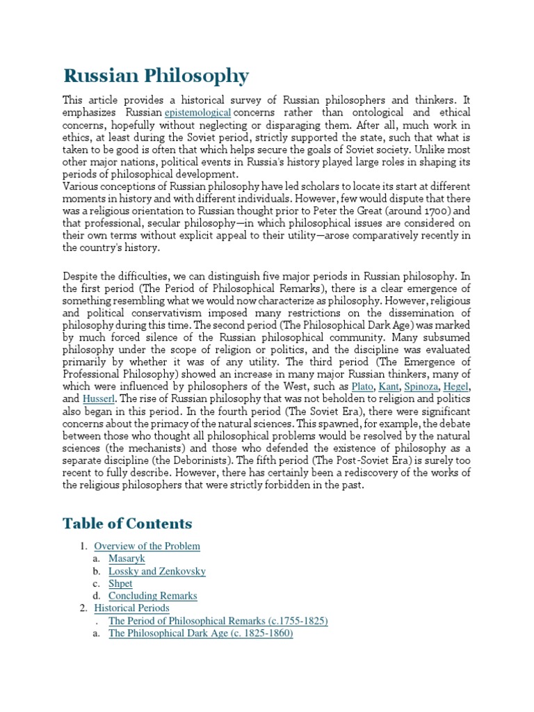 Russian Philosophy | PDF | Idealism | Immanuel Kant