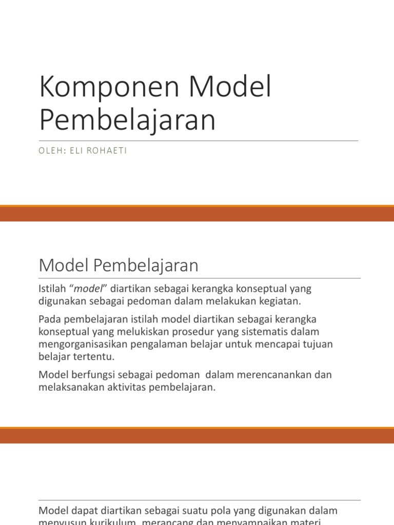 Komponen Model Pembelajaran | PDF