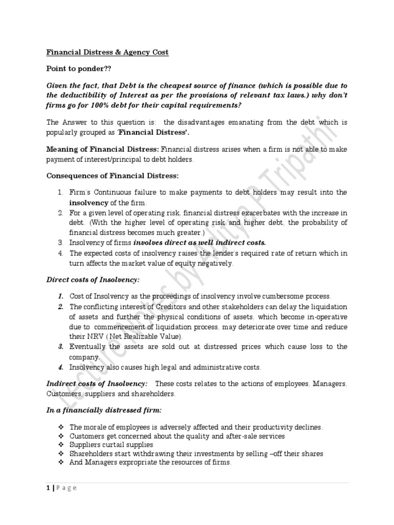 Financial Distress | PDF | Capital Structure | Debt