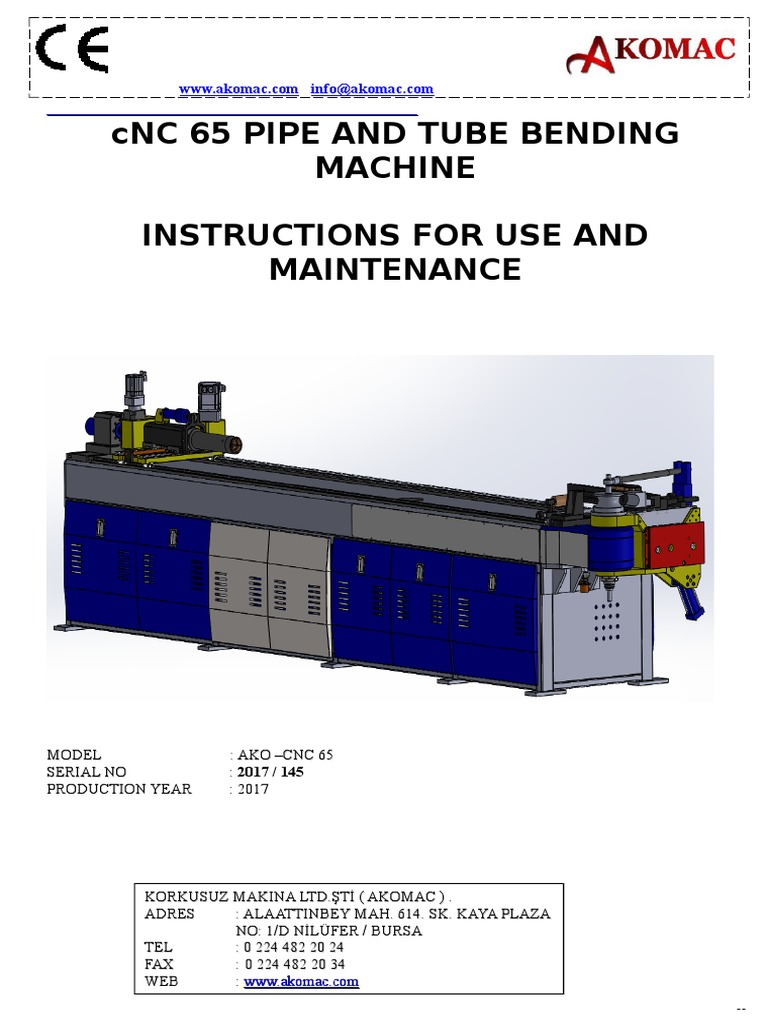 AKO-CNC 65 Tube Bending Manual | PDF | Pipe (Fluid Conveyance ...
