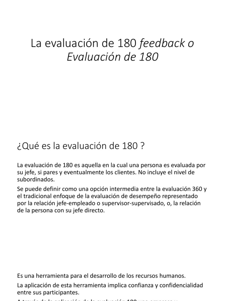 Evaluación 180 Feedback | PDF