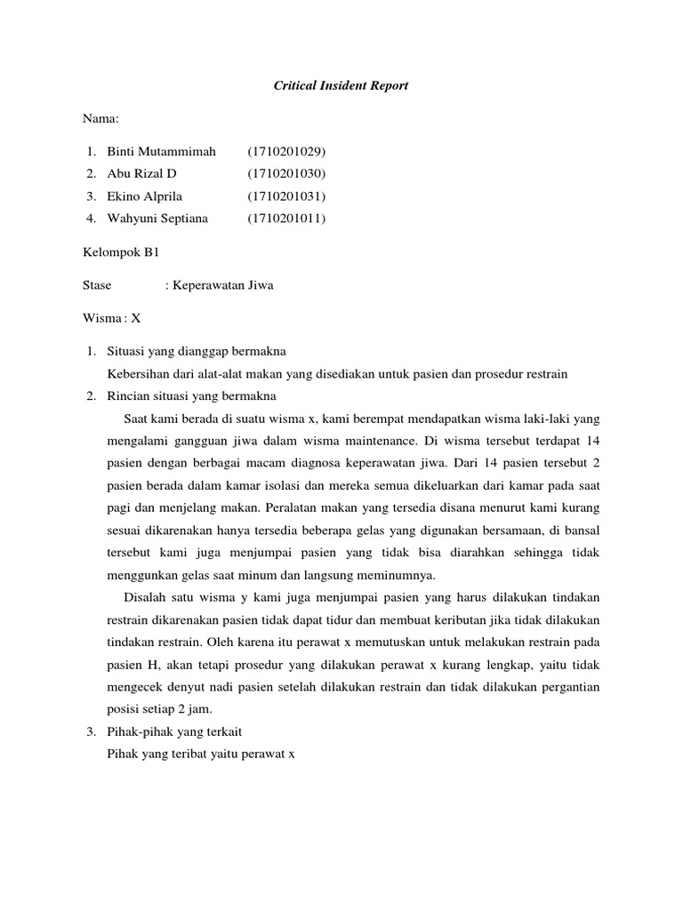 Critical Incident Report | PDF