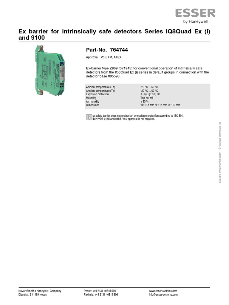 Ex Barrier For Intrinsically Safe Detectors Series IQ8Quad Ex (I) and ...