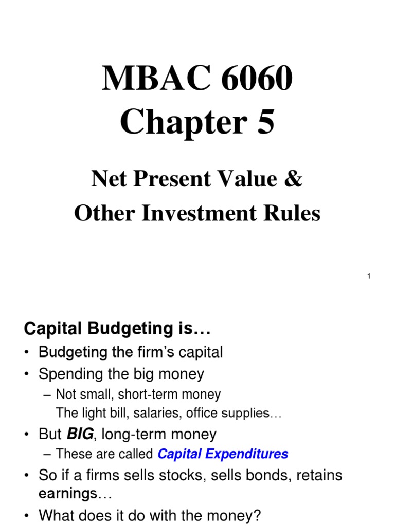 MBAC 6060 Chapter 5 | PDF | Net Present Value | Internal Rate Of Return
