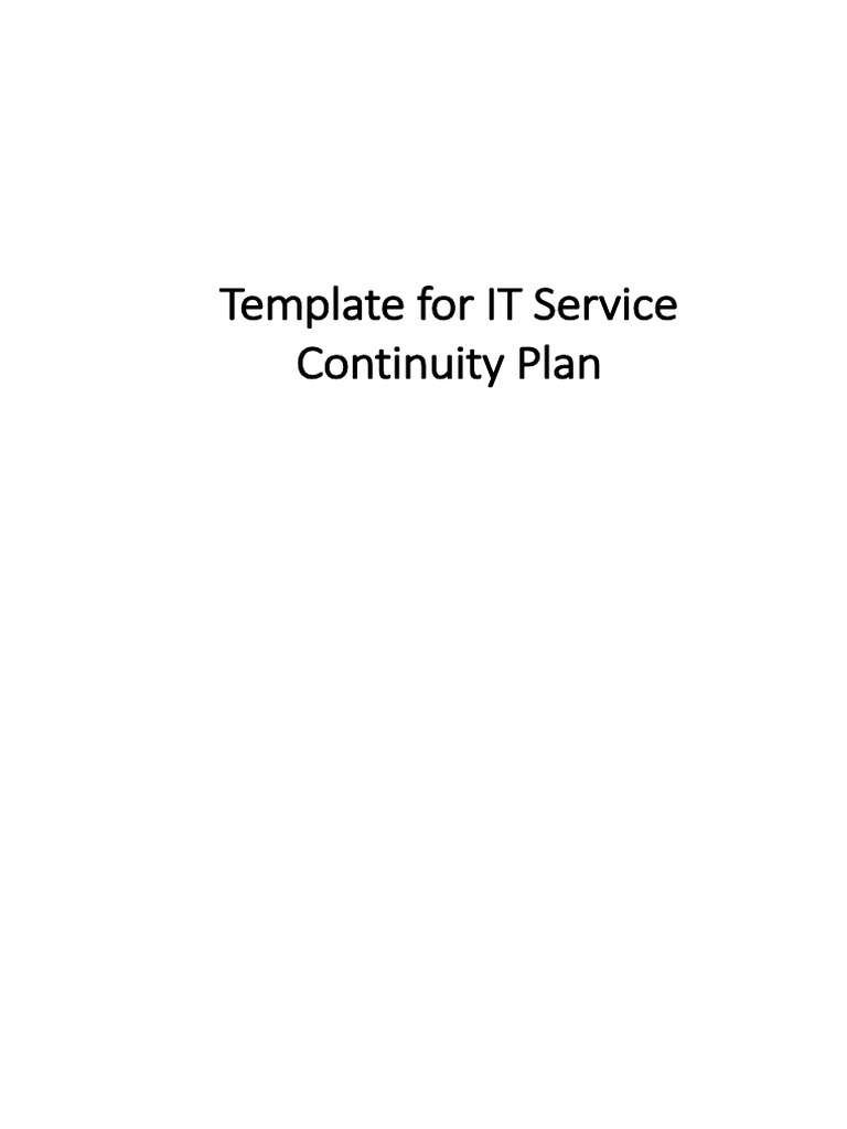 Template For IT Service Continuity Plan | Download Free PDF | Business ...