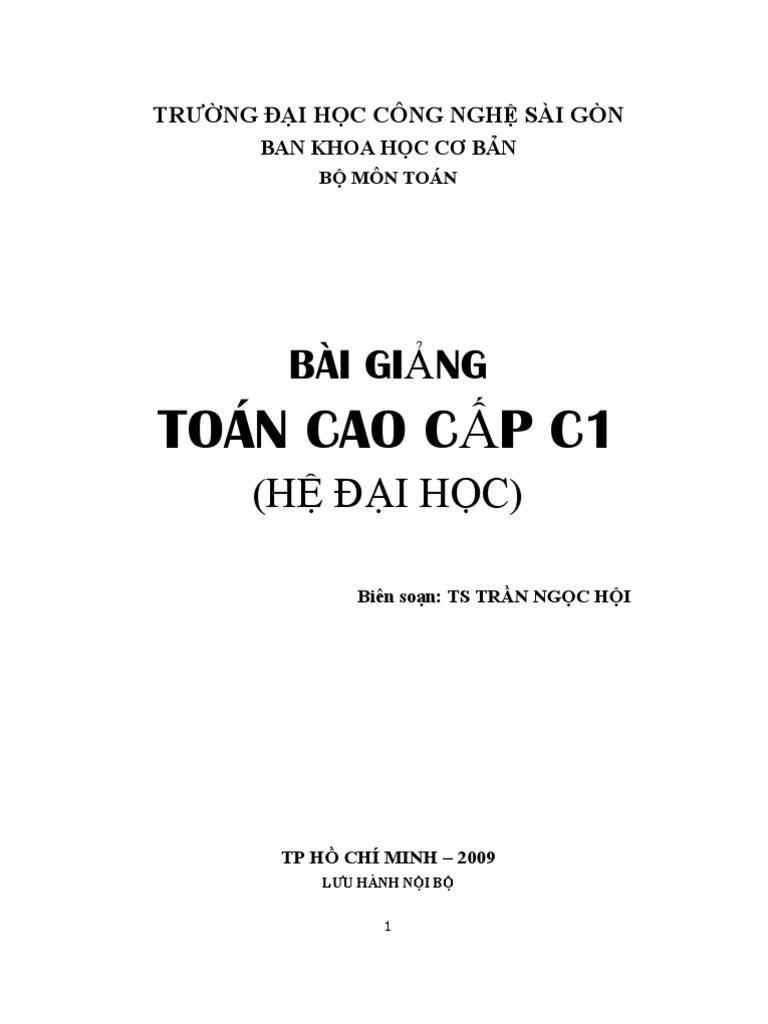 Bai Giang Toan C1 Chinh Thuc - Bac Dai Hoc | PDF