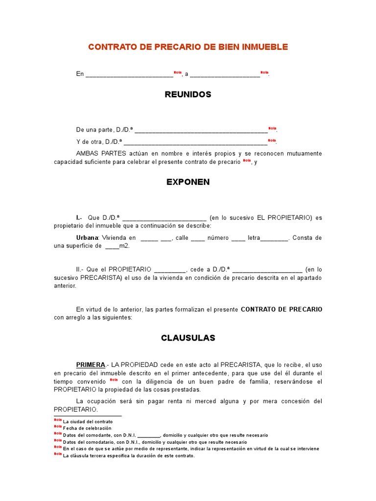 Ctto Precario | PDF | Propiedad | Gobierno