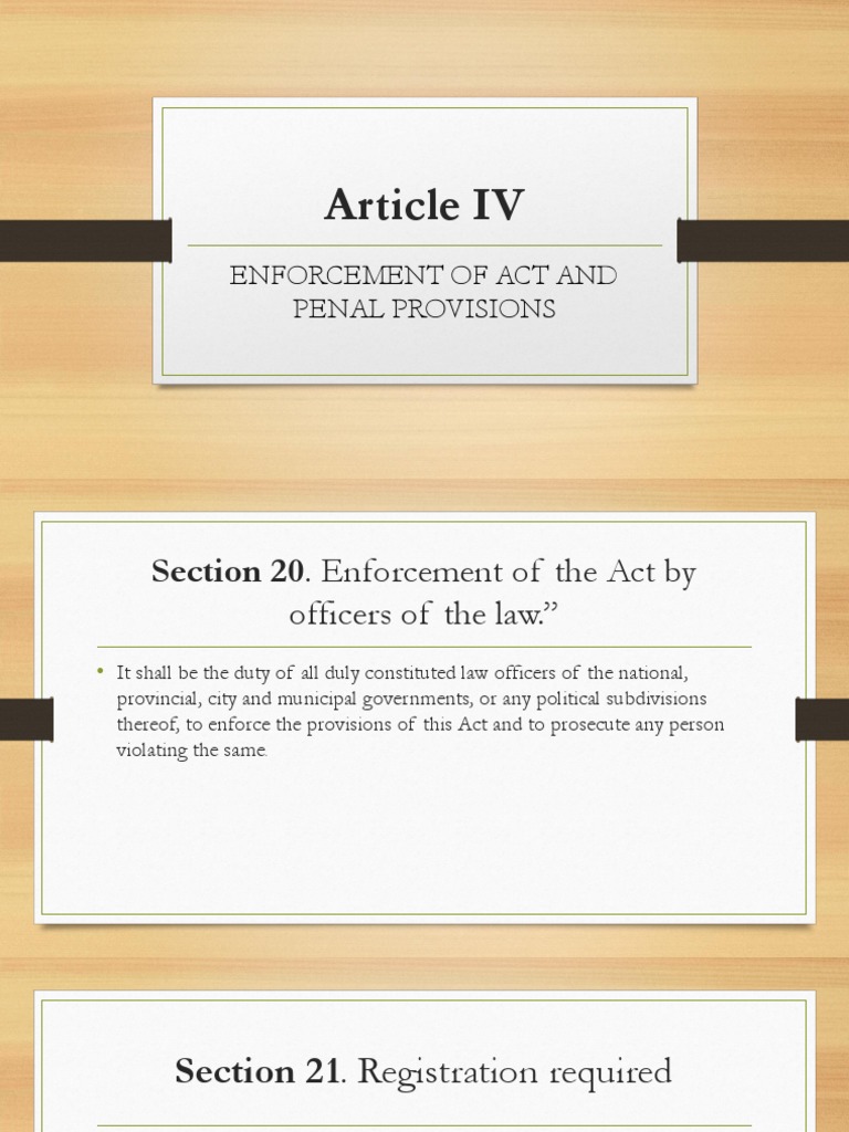 Article IV: Enforcement of Act and Penal Provisions | PDF