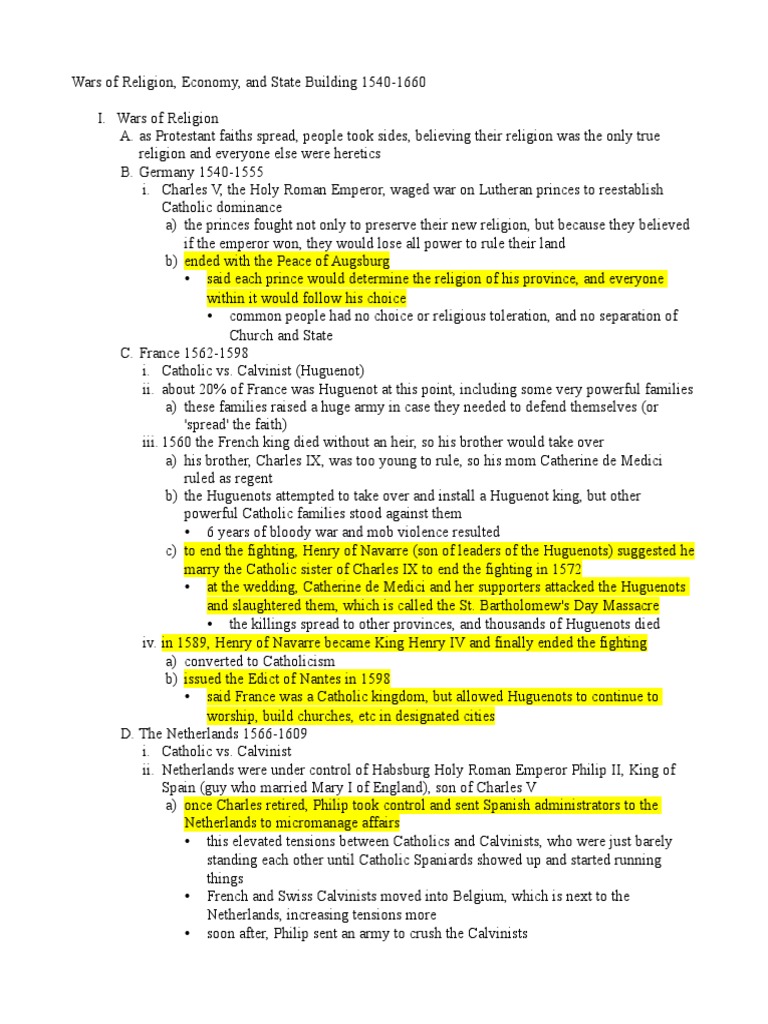 12 - Wars of Religion Economy and State Building | PDF | Holy Roman ...