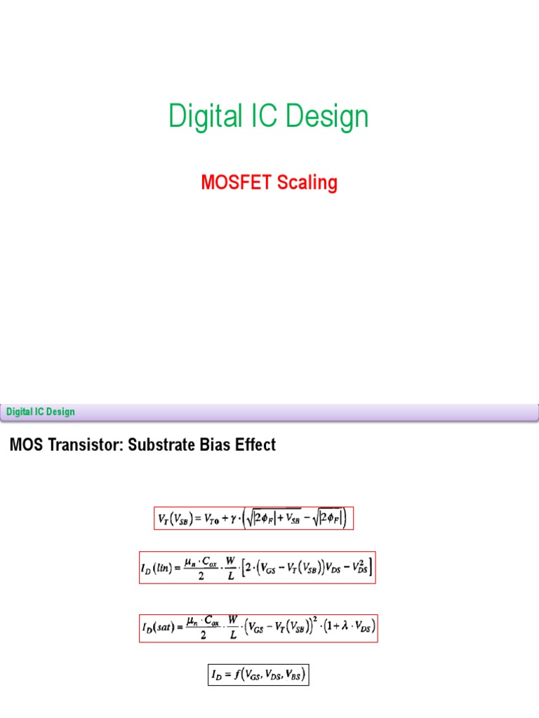 Digital Ic Design Scaling | PDF | Mosfet | Field Effect Transistor
