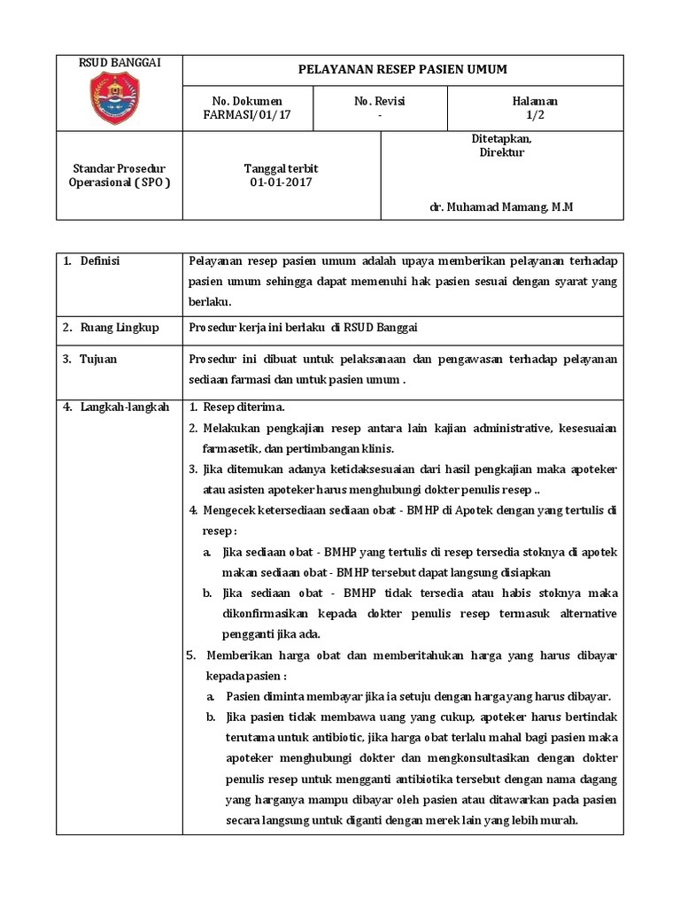 SOP Pelayanan Resep Pasien BPJS | PDF | Pengembangan Diri | Kesehatan Holistik
