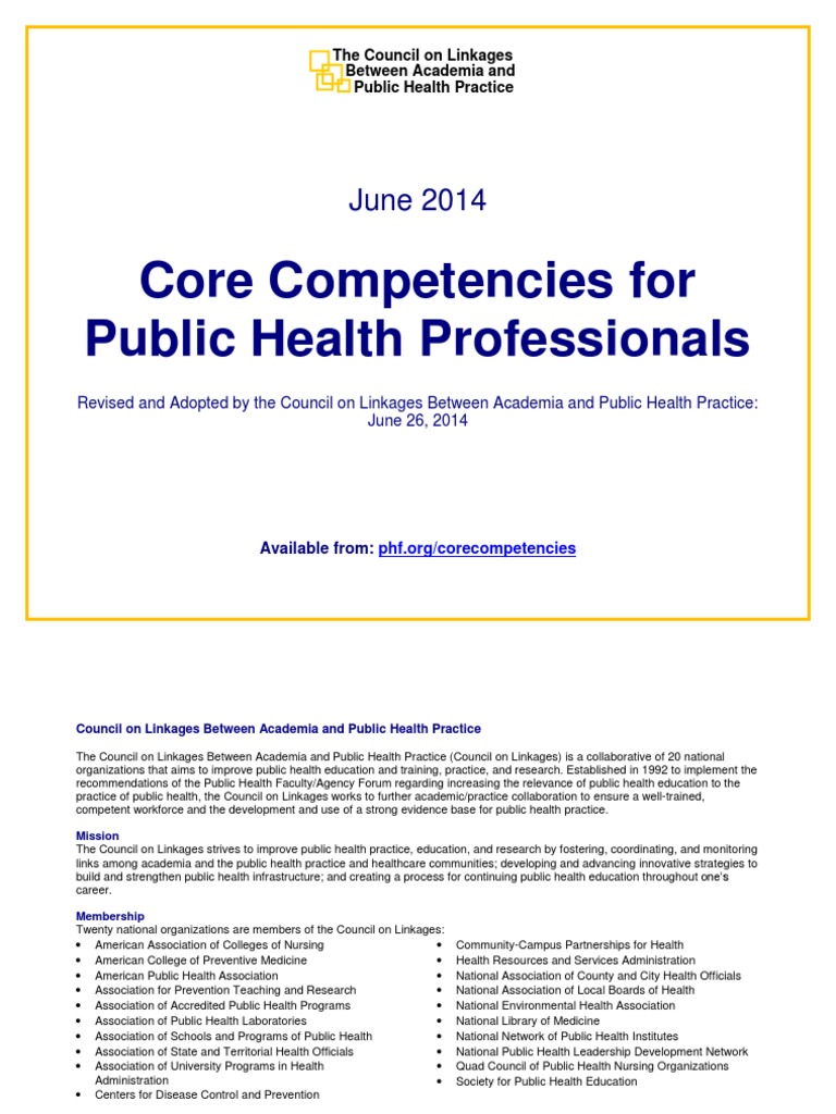Public Health Core Competencies | PDF | Public Health | Community