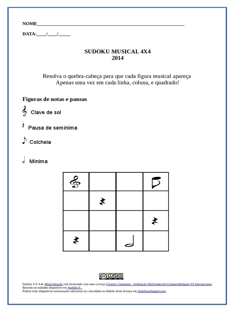 Sudoku Musical (Grade 4x4) | PDF