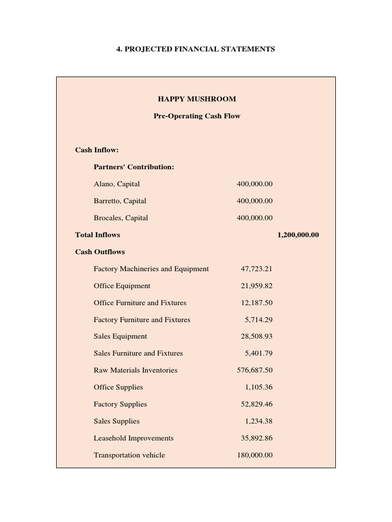 Projected Financial Statements | PDF | Cost Of Goods Sold | Expense