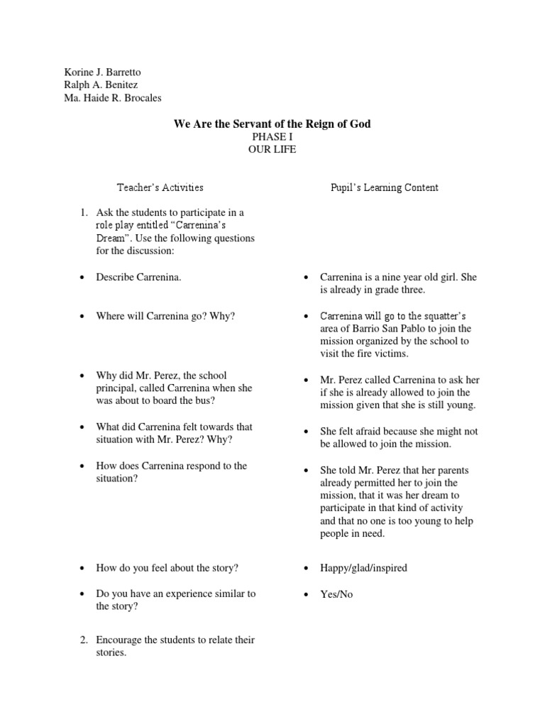 Lesson Plan | PDF | Lord's Prayer | Jesus