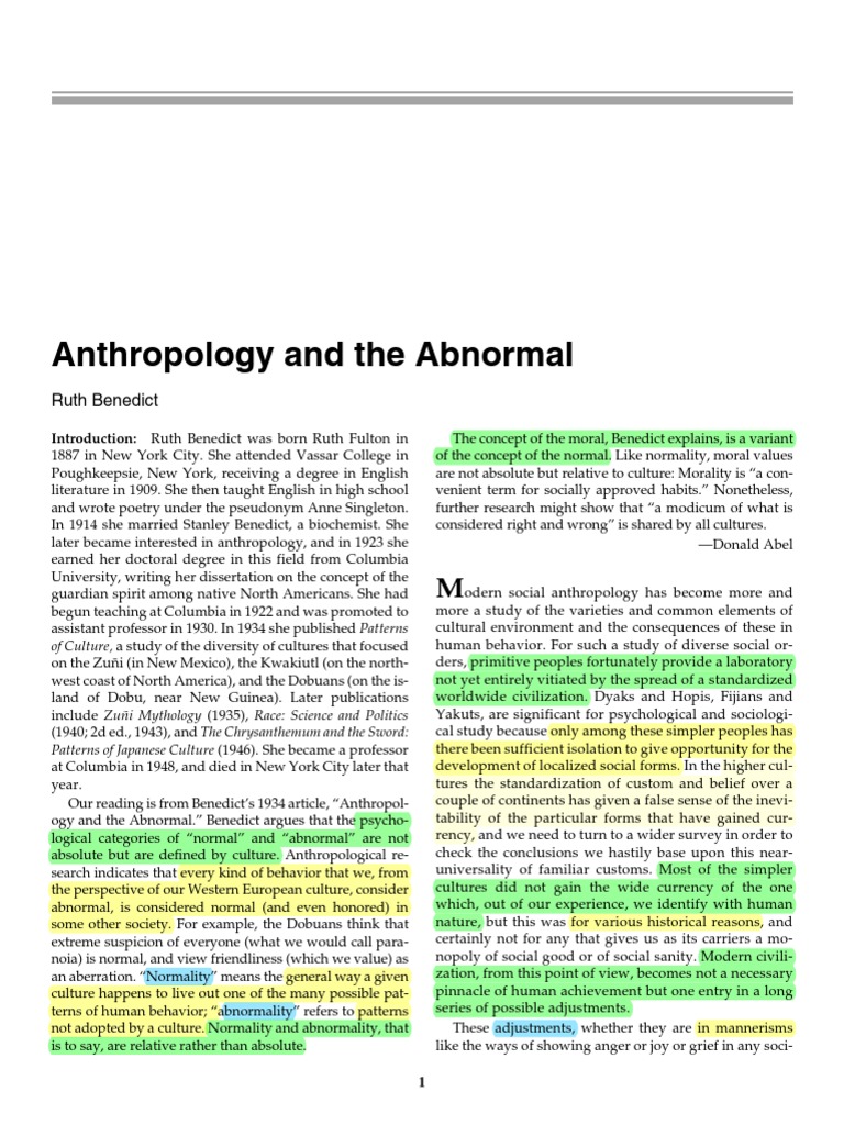 Cultural Relativity of Normality | PDF | Psychology | Behavioural Sciences