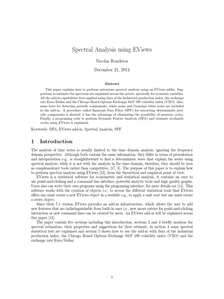 Spectral Analysis PDF | PDF | Spectral Density | Statistical Hypothesis ...