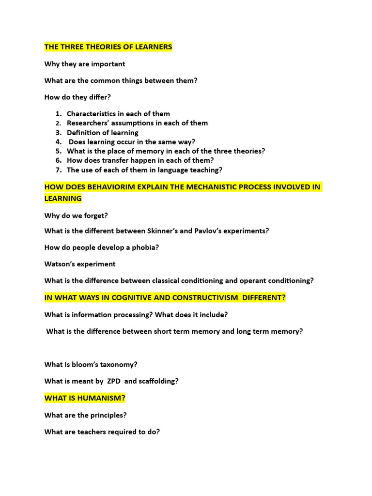 Revision Points 3rd Year | PDF | Learning | Language Education