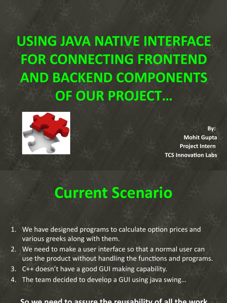Using Java Native Interface For Connecting Frontend and Backend Components of Our Project | PDF ...