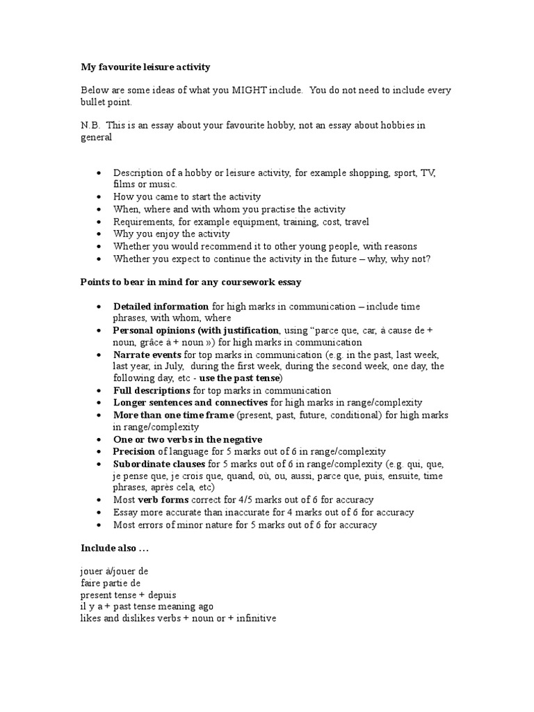 My Favourite Leisure Activity 2 1 | PDF | Grammatical Tense | Verb