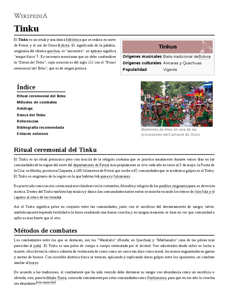 Tinku | PDF | Rituales | Entretenimiento