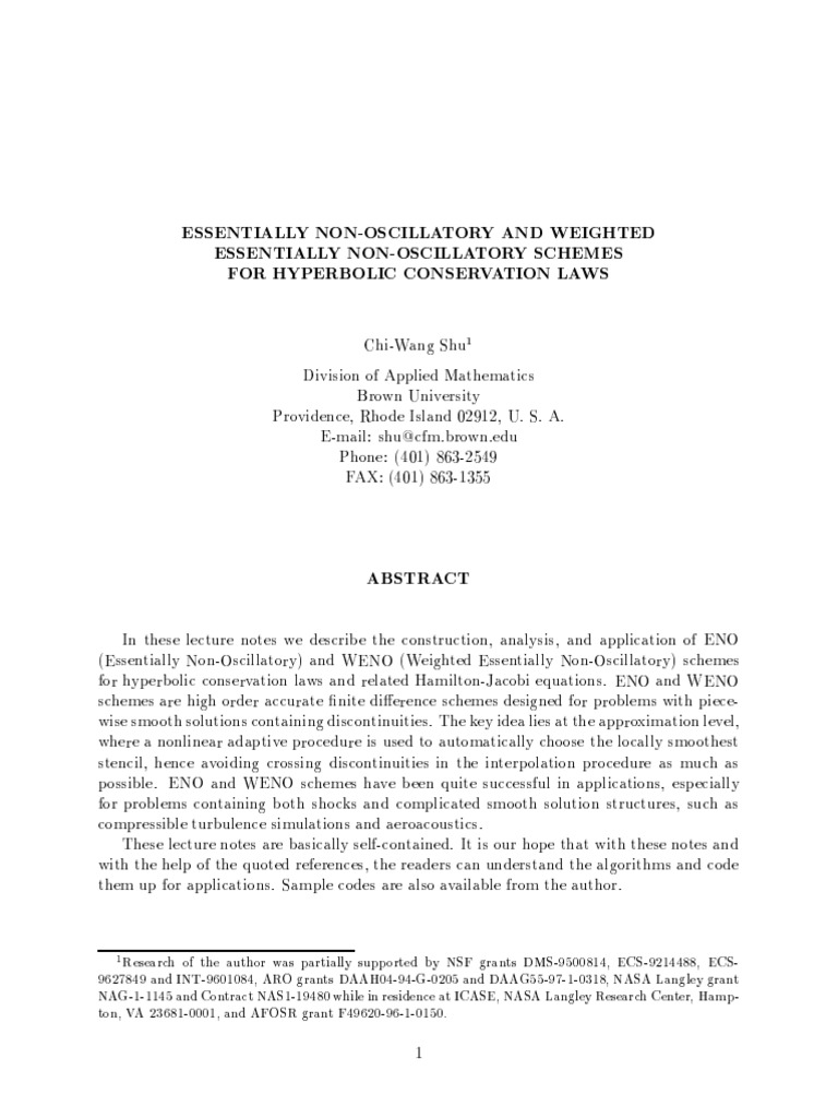 Essentially Non-Oscillatory and Weighted Essentially Non-Oscillatory ...