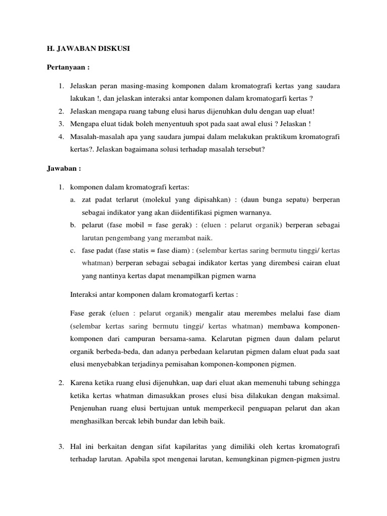 Kromatografi Kertas: Komponen dan Solusi Masalah | PDF
