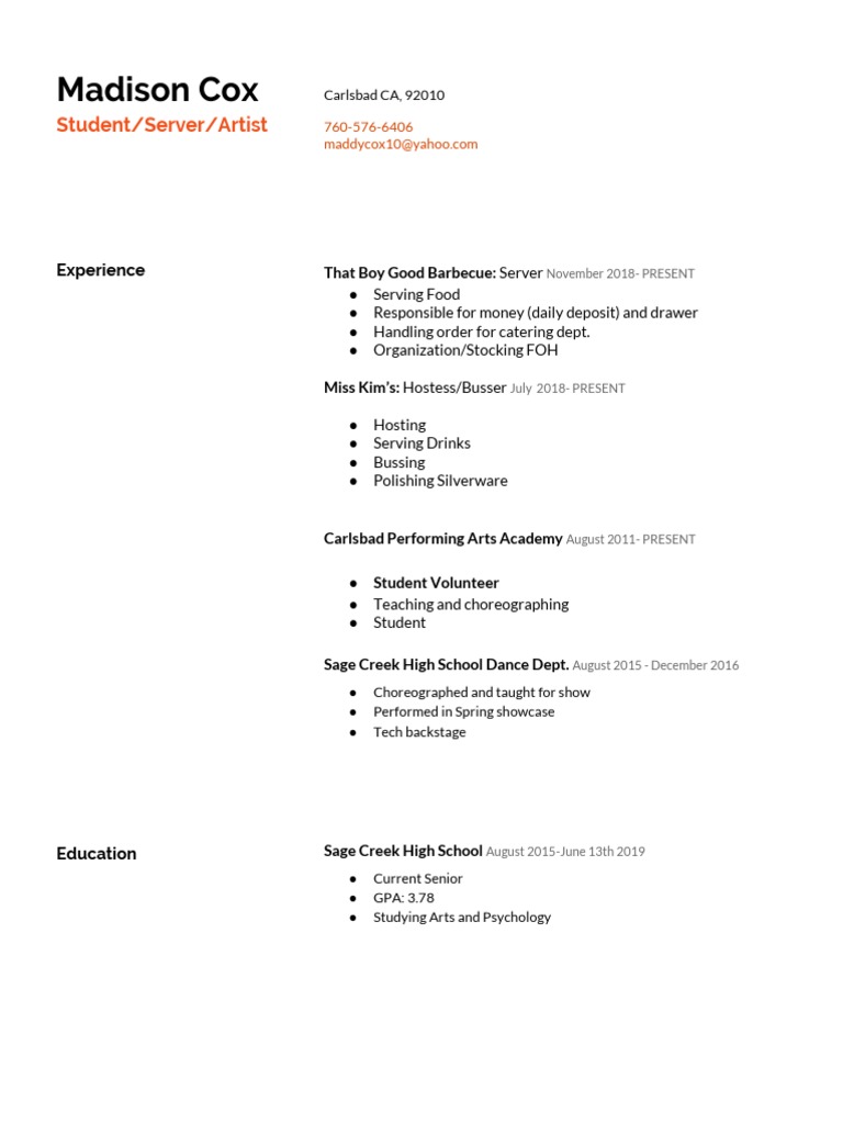 Madison Cox Resume | PDF