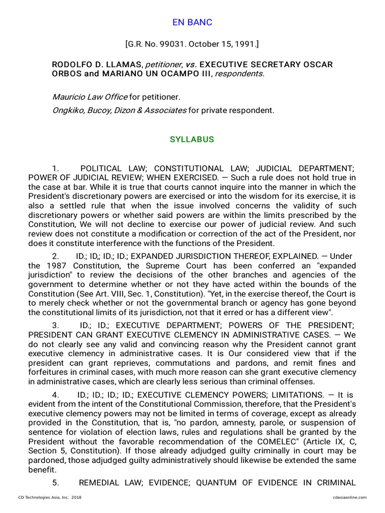 Presidential Power of Executive Clemency in Administrative Cases and ...