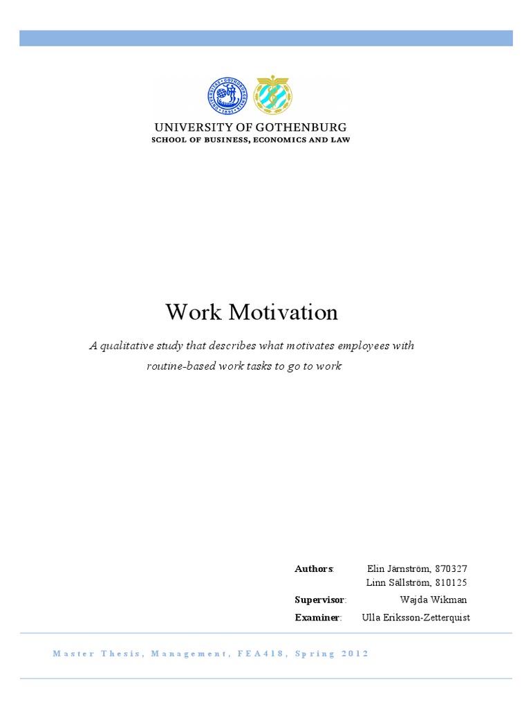 Work Motivation in Routine Tasks | PDF | Motivation | Motivational