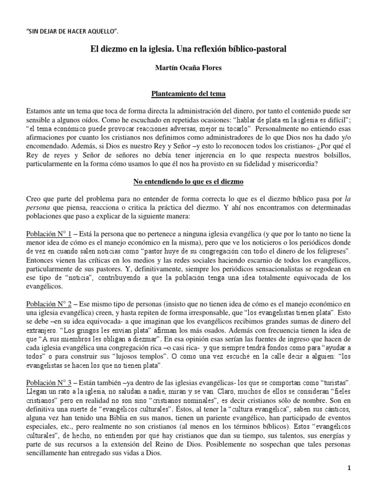El Diezmo en la Iglesia: Reflexiones Bíblicas | PDF | Pablo el apóstol ...