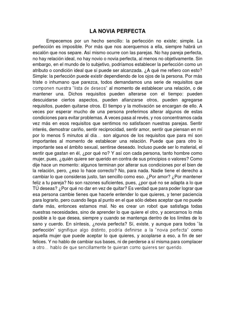 La Novia Perfecta | PDF | Amor | Verdad