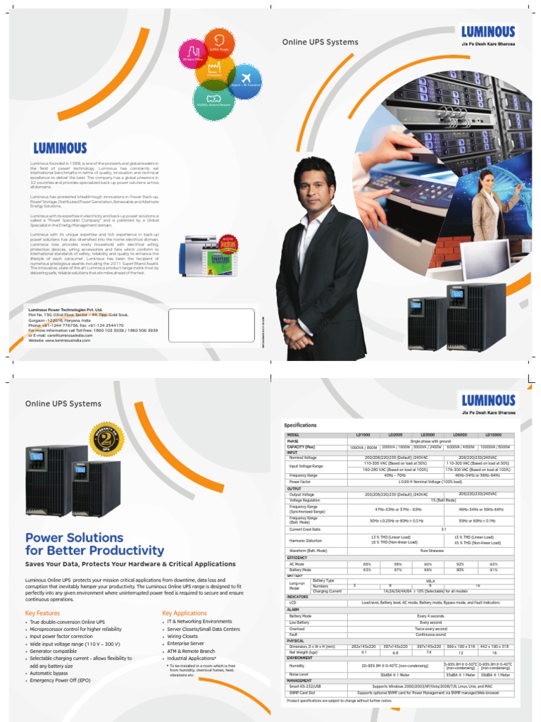 Online UPS Brochure | PDF | Electric Power | Computer Engineering