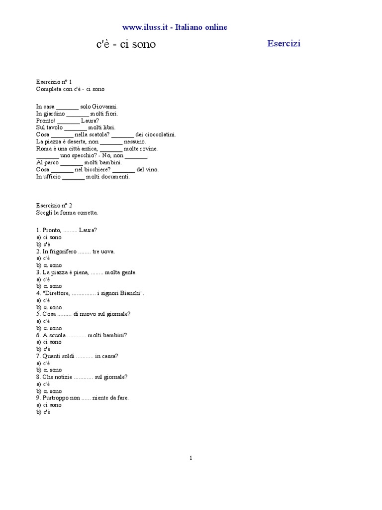 Esercizi C e Ci Sono | PDF