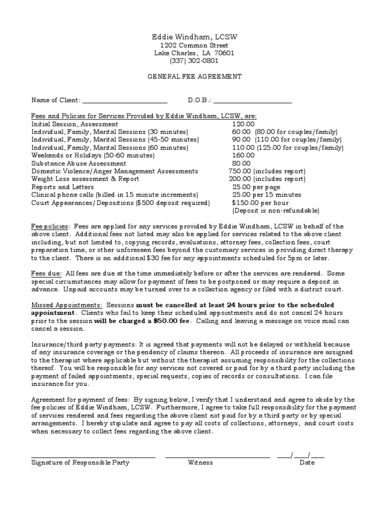 General Fee Agreement | PDF | Fee | Social Security (United States)