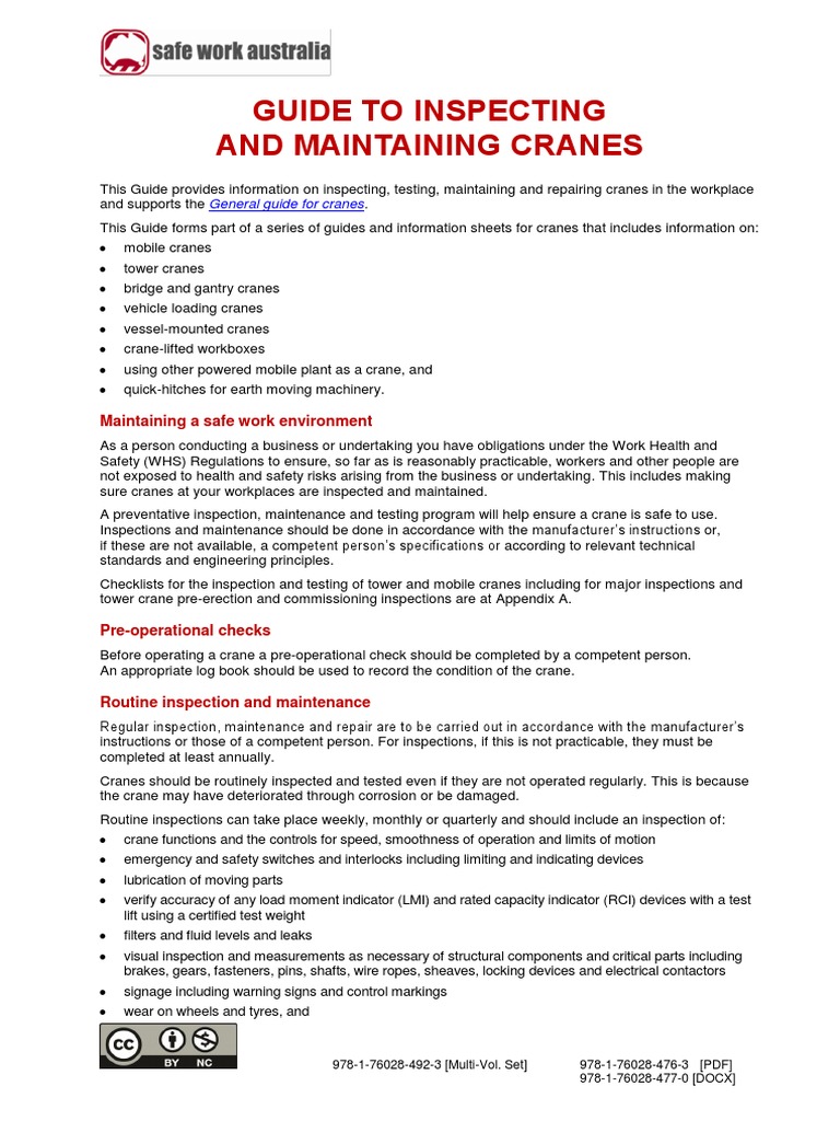 Guide To Inspecting and Maintaining Cranes | PDF | Crane (Machine ... Guide To Inspecting and Maintaining Cranes | PDF | Crane (Machine ...