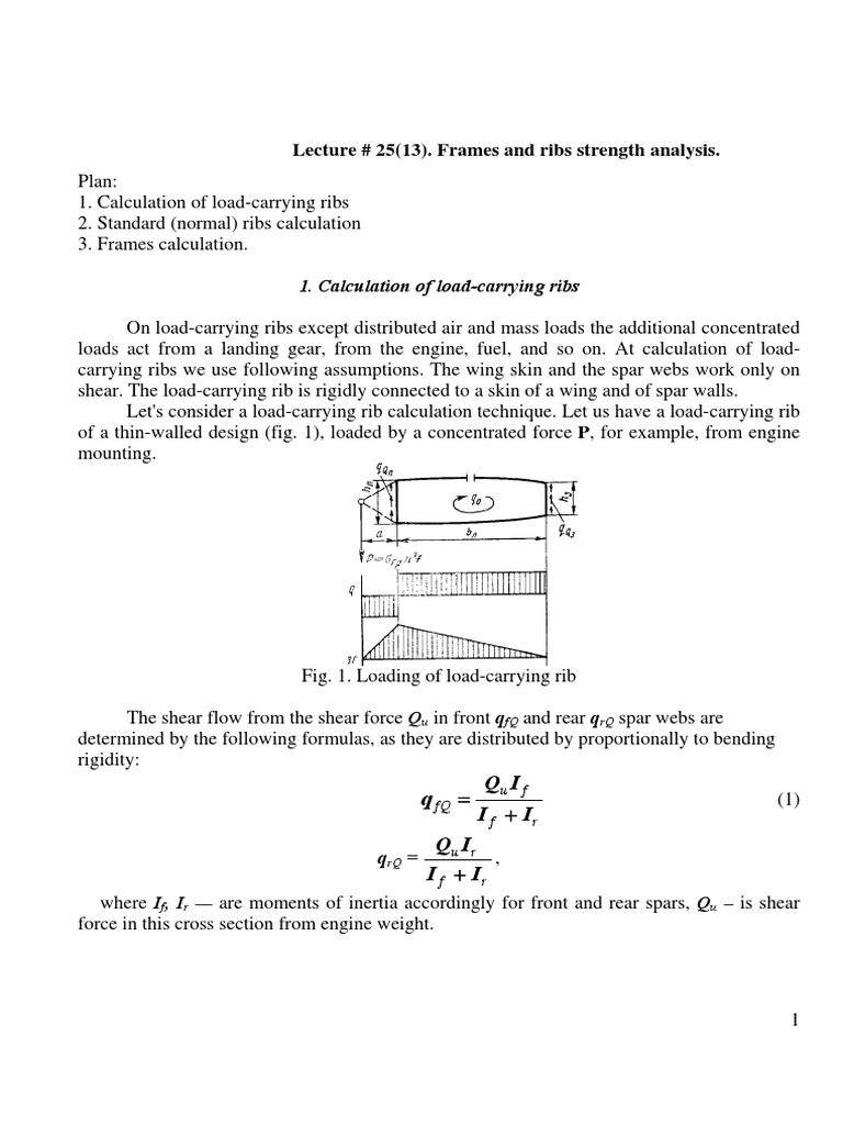 Lecture 25 - Frames and Ribs Strength Analysis | PDF | Bending | Stress ...