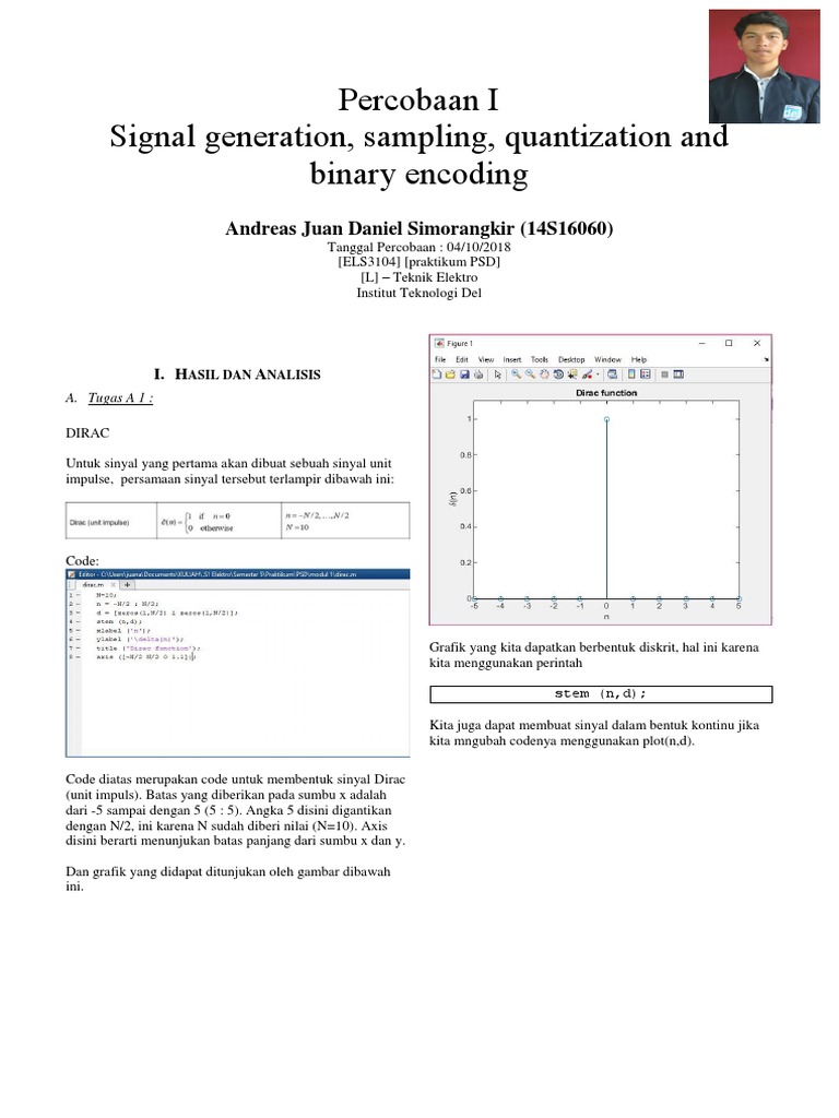 Percobaan I Signal Generation, Sampling, Quantization and Binary Encoding | PDF