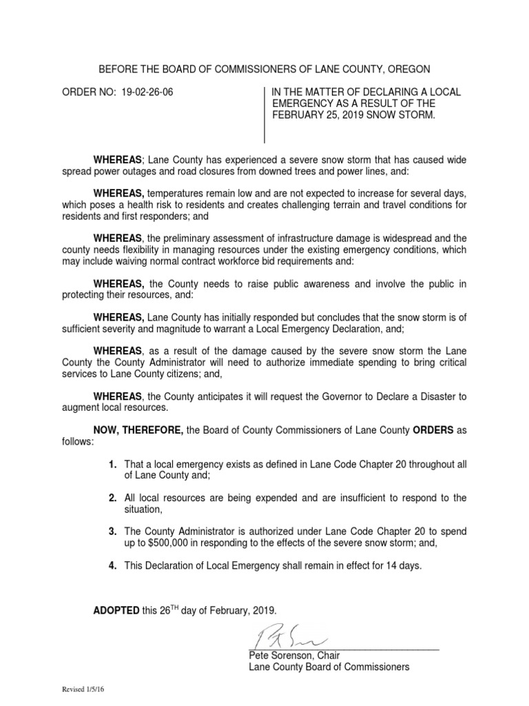 Emergency Declaration | Winter Storm | Emergency