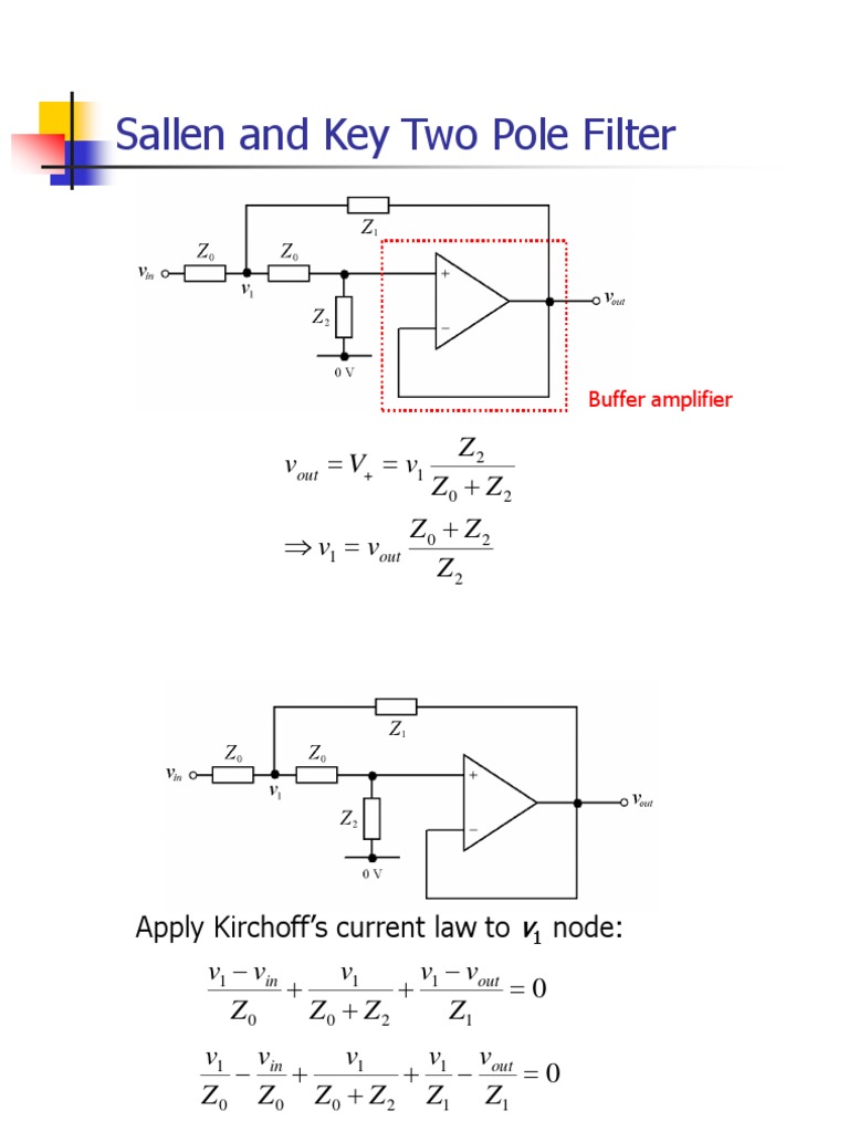 Sallen and Key Two Pole Filter: Z Z Z V V V | PDF | Electromagnetism ...