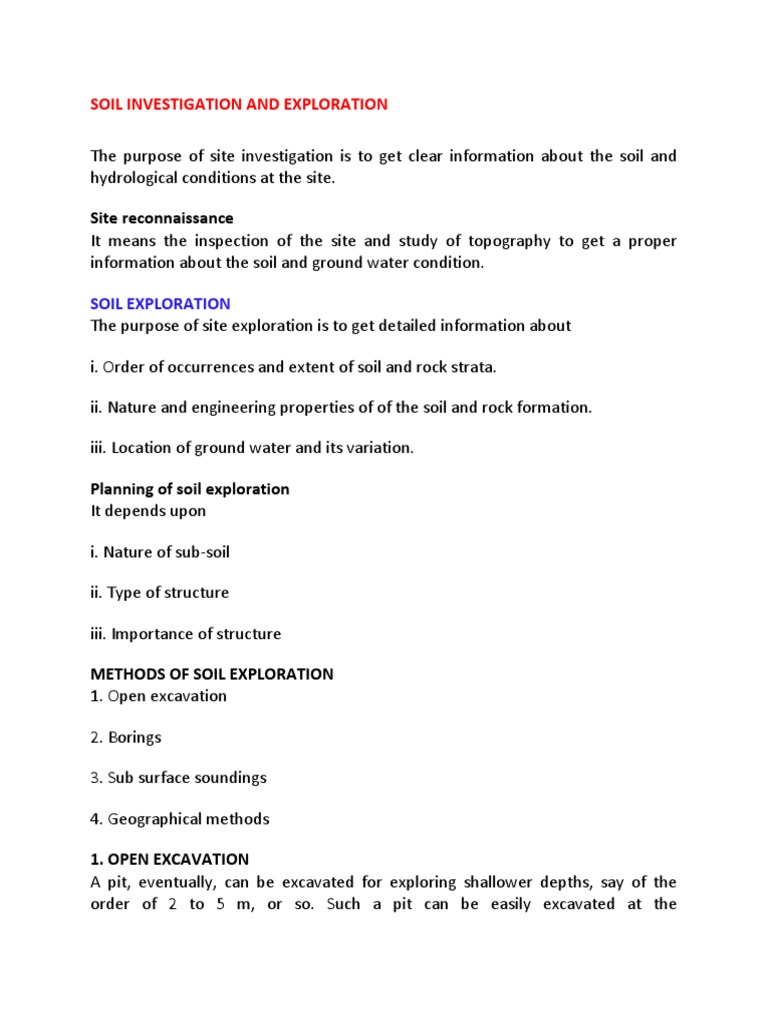 Soil Investigation and Exploration | PDF | Deep Foundation | Soil