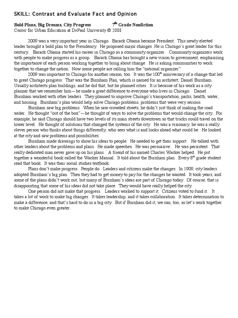 Grade 7 Fact and Opinion PDF | Download Free PDF | Kenya | Chicago