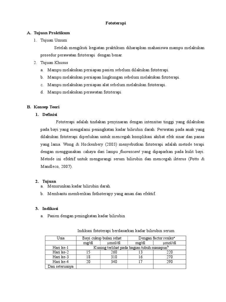 SOP Fototerapi | PDF