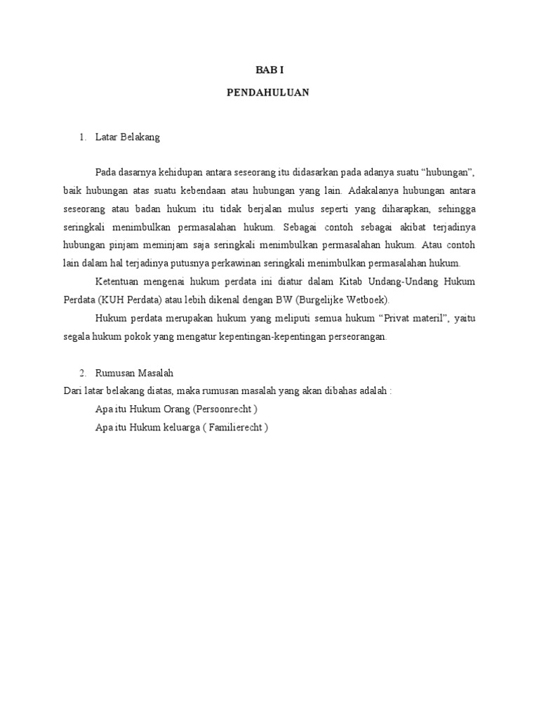 Hukum Perdata Pembagian KUH Perdata Buku 1 | PDF